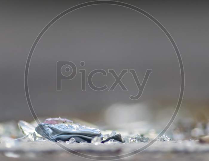 Image of Sharp shards of a broken glass bottle on the ground with sharp ...