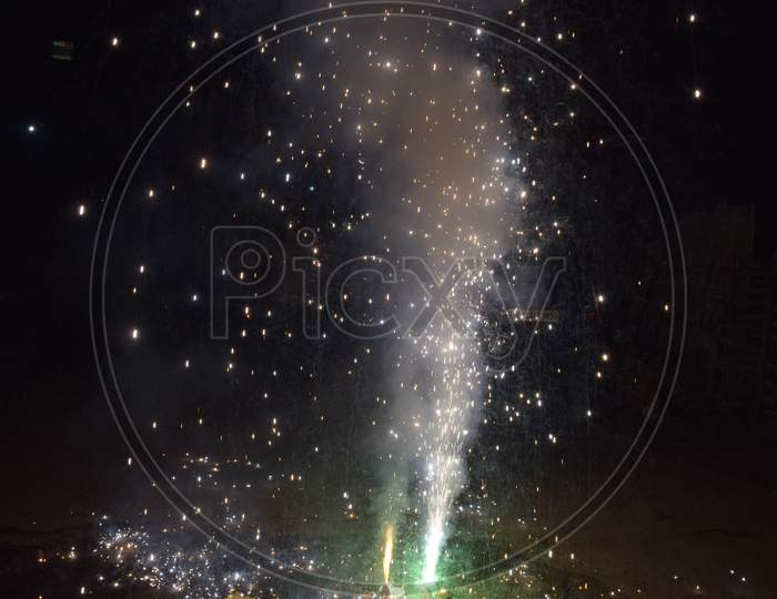 Image of A picture of burning crackers on the festival of Diwali in ...