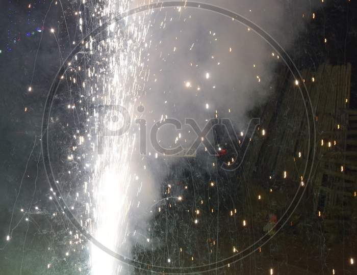 Image of A picture of burning crackers on the festival of Diwali in ...