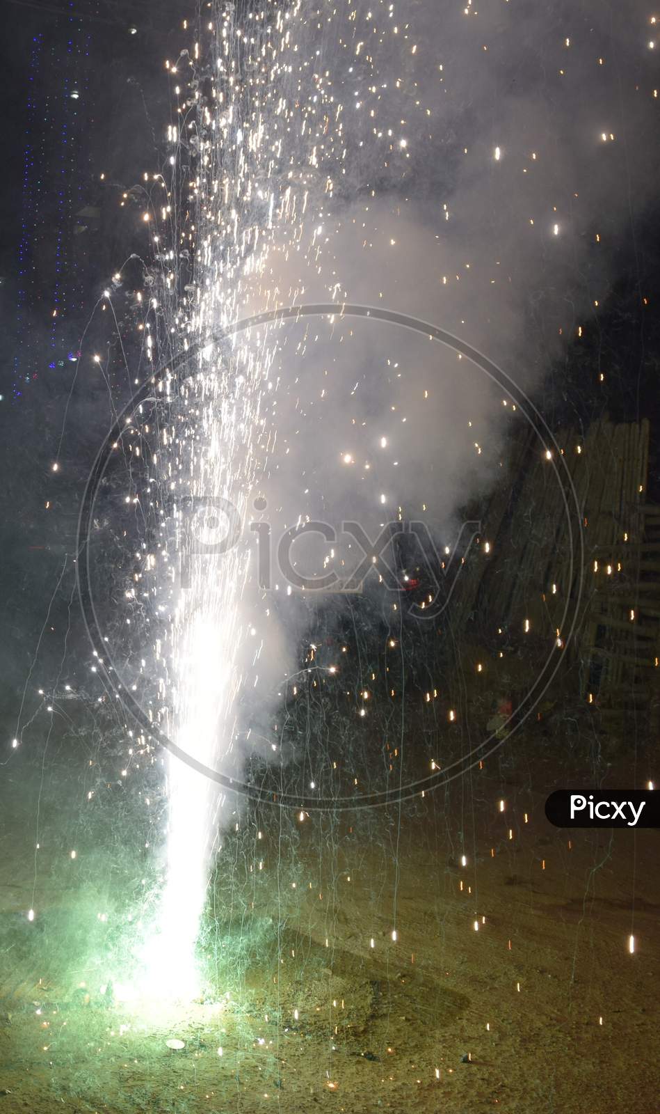 Image of A picture of burning crackers on the festival of Diwali in ...