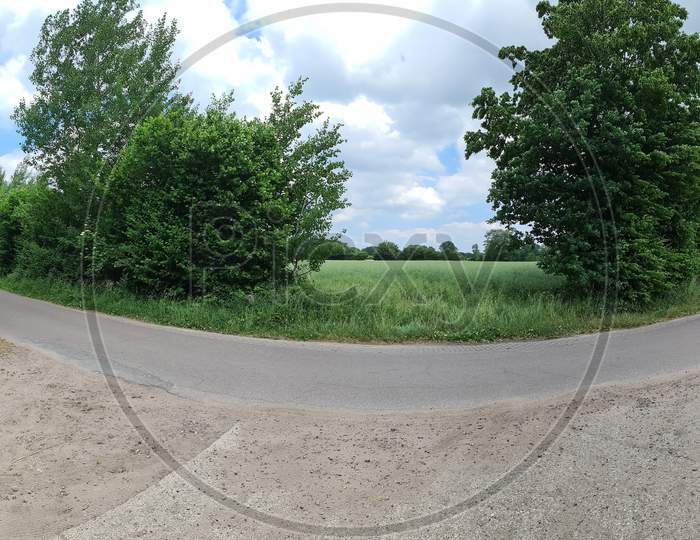 Image of Panorama Of Countryside Roads With Fields And Trees In ...