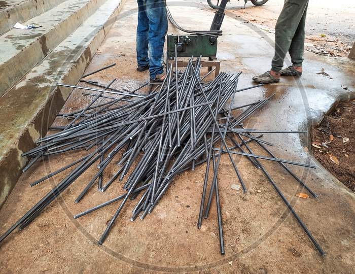 Image of Pile And Heap Of A Window Hexagon Rod Pieces Near The Manual ...