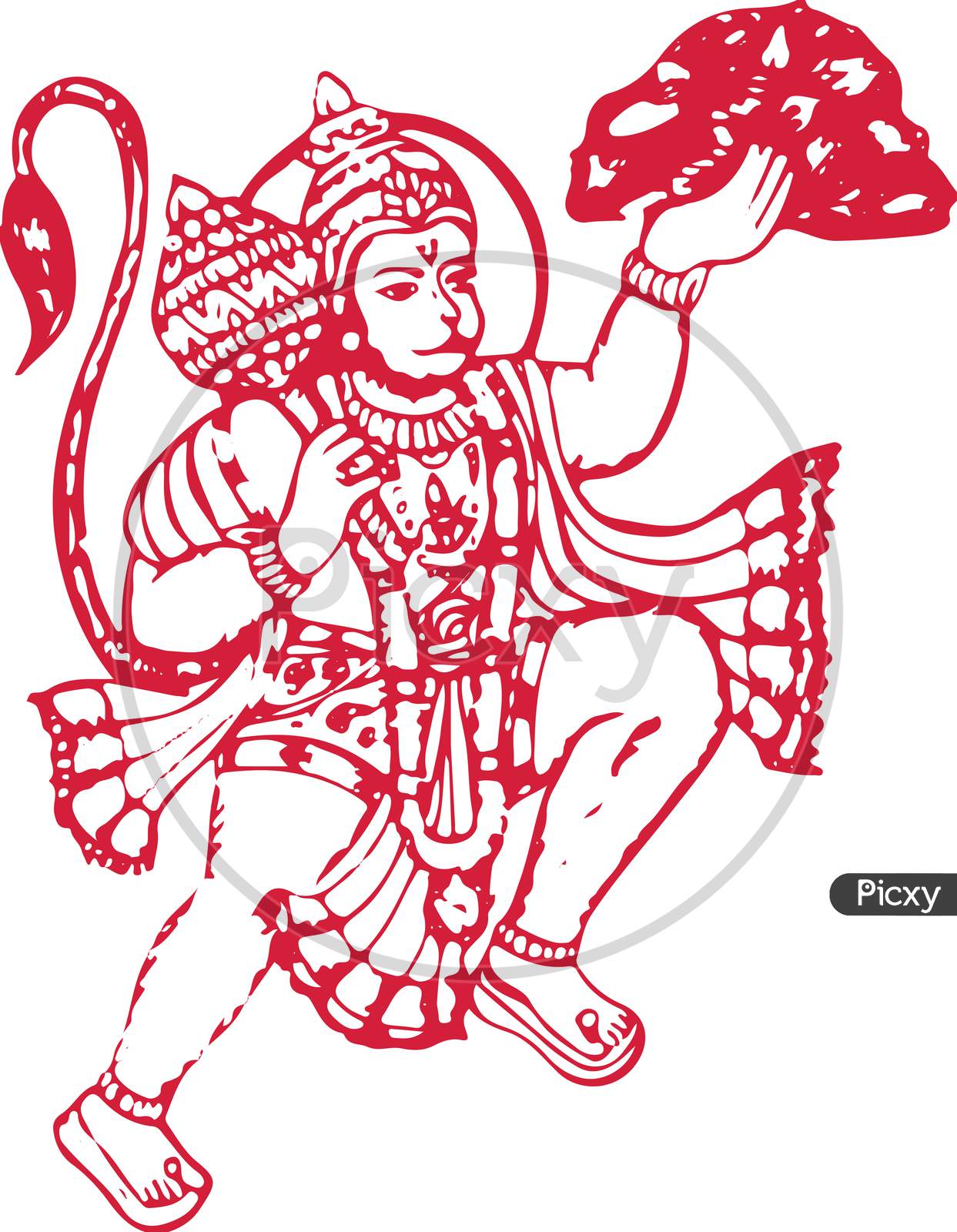 Sketch of Lord Hanuman Outline Editable Illustration. Strength and ...