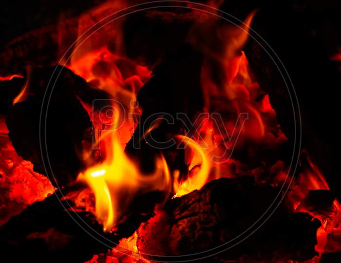 Image of Heat energy heap closely, red and yellow, thermal energy at ...