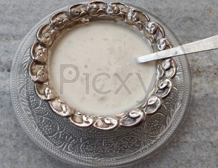 Image of Top View Of Indian Dessert Kheer/Khir (Rice Pudding) Made From ...