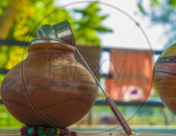 Image of Two Water Clay Pot Used In Cool Drinking Water. Summer Season ...