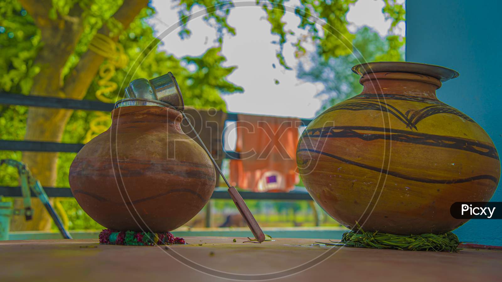 Image of Two Water Clay Pot Used In Cool Drinking Water. Summer Season ...