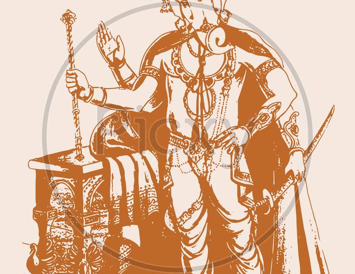 Image of Sketch of hindu god Lord Shiva son Lord Ganesha outline ...