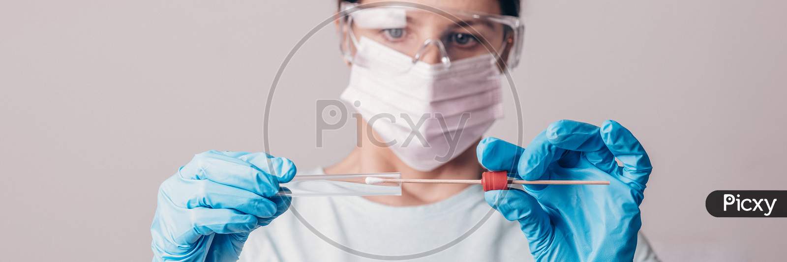 Image of Medical Lab Technician Holding Test Kit For Pcr Testing Virus ...