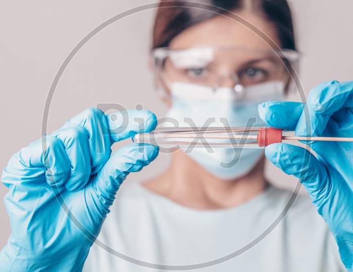 Image of Doctor Holding Test Kit For Pcr Testing Virus Covid19 ...