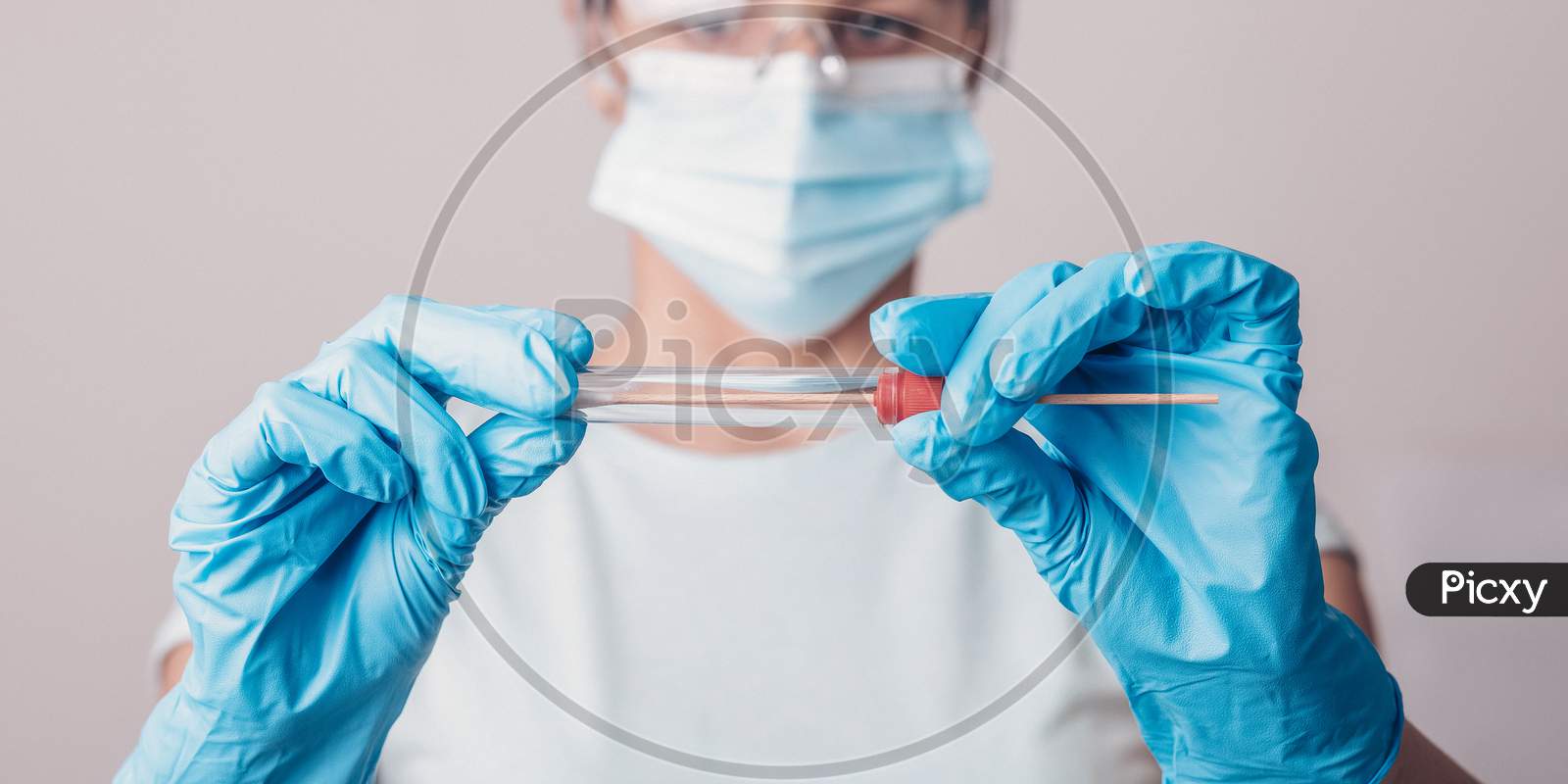 Image of Doctor Specialist Holding Test Kit For Pcr Testing Virus ...