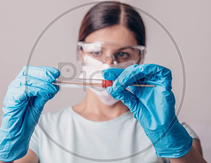 Image of Lab Technician Holding Test Kit For Pcr Testing Virus Covid19 ...