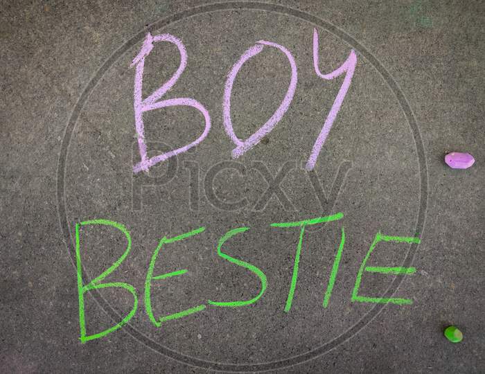 Image of The Inscription Text On The Grey Board, Boy Bestie. Using ...