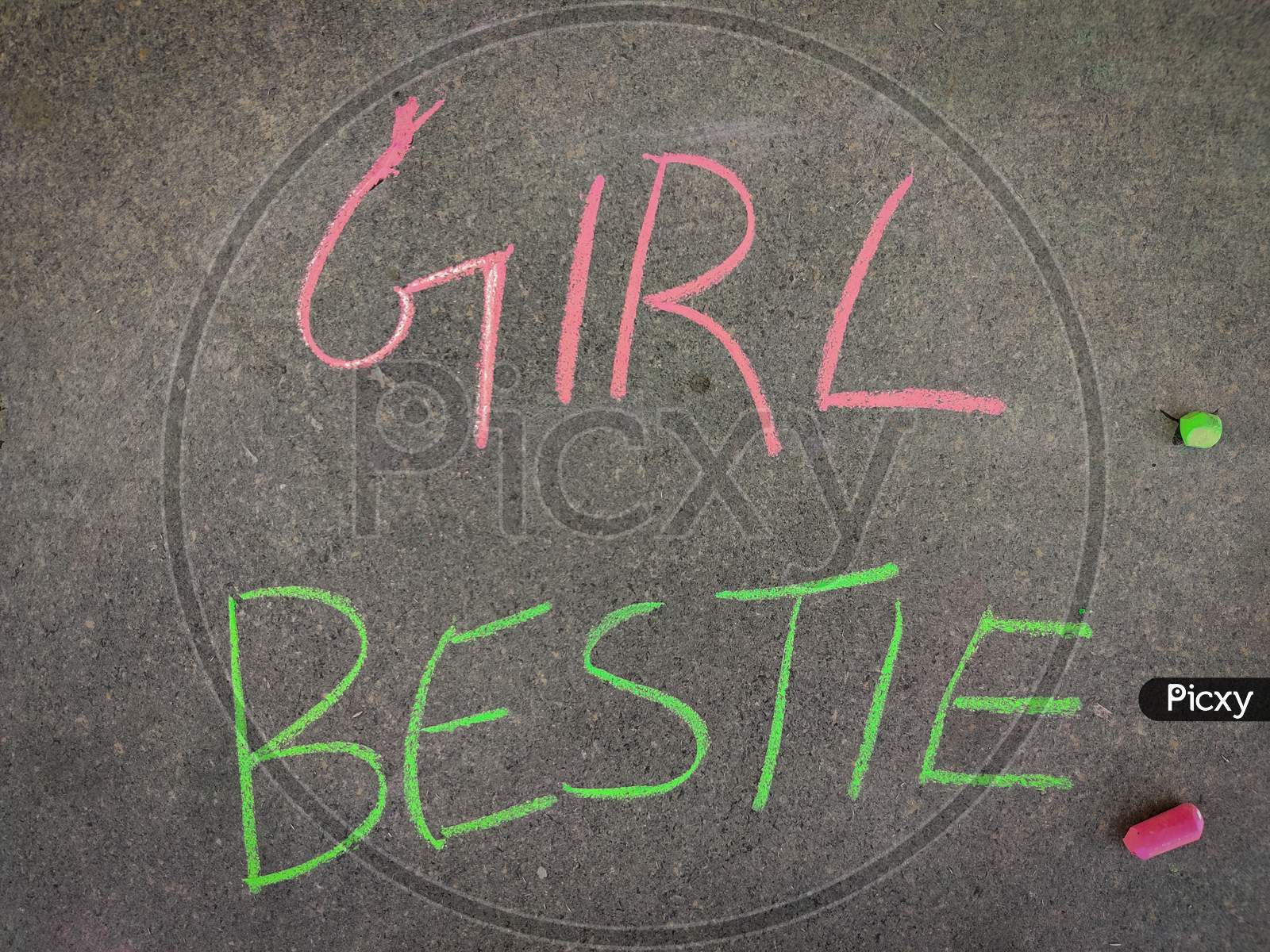 Image of The Inscription Text On The Grey Board, Girl Bestie. Using ...