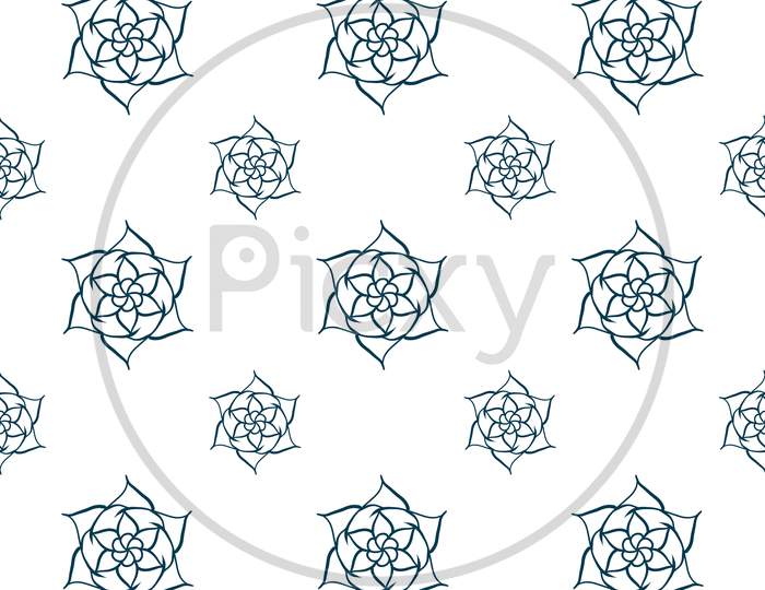 Image of Single Color Hand-Drawn Textile Repeat Pattern, Seamless ...