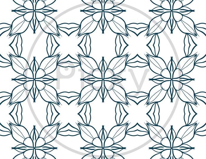 Image of Single Color Hand-Drawn Textile Repeat Pattern, Seamless ...