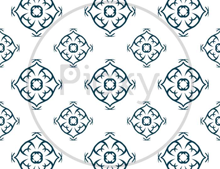 Image of Single Color Hand-Drawn Textile Repeat Pattern, Seamless ...