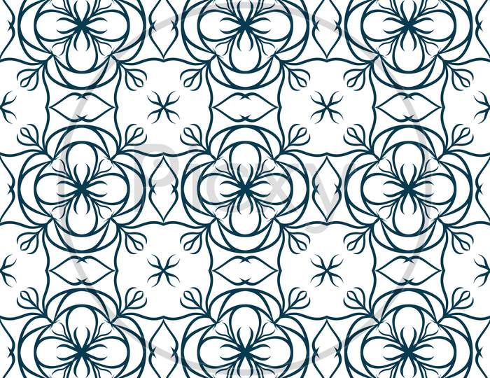 Image of Single Color Hand-Drawn Textile Repeat Pattern, Seamless ...