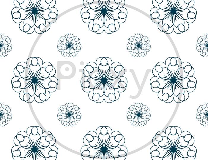 Image of Single Color Hand-Drawn Textile Repeat Pattern, Seamless ...