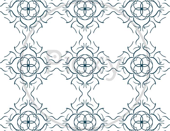 Image of Single Color Hand-Drawn Textile Repeat Pattern, Seamless ...