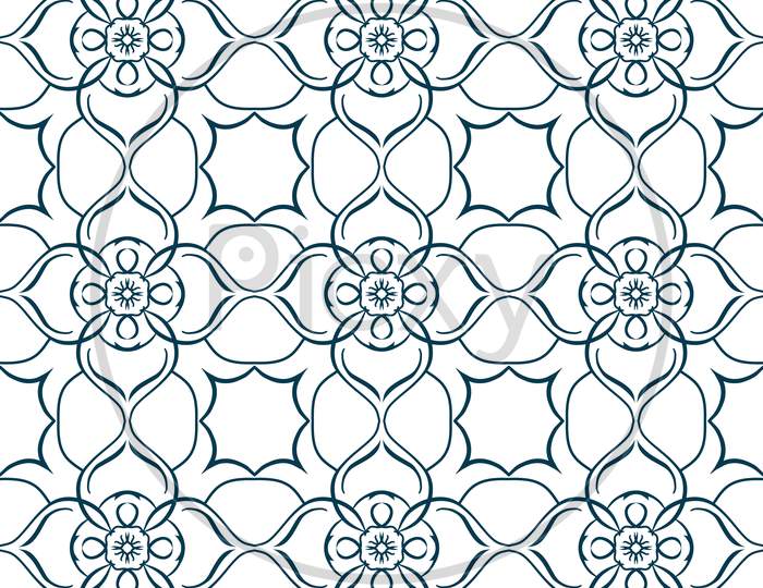 Image of Single Color Hand-Drawn Textile Repeat Pattern, Seamless ...