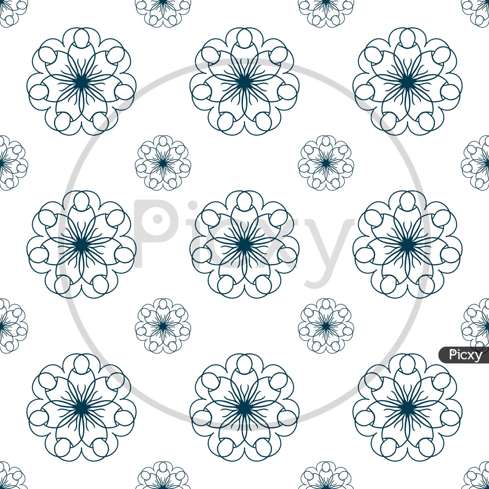Image of Single Color Hand-Drawn Textile Repeat Pattern, Seamless ...