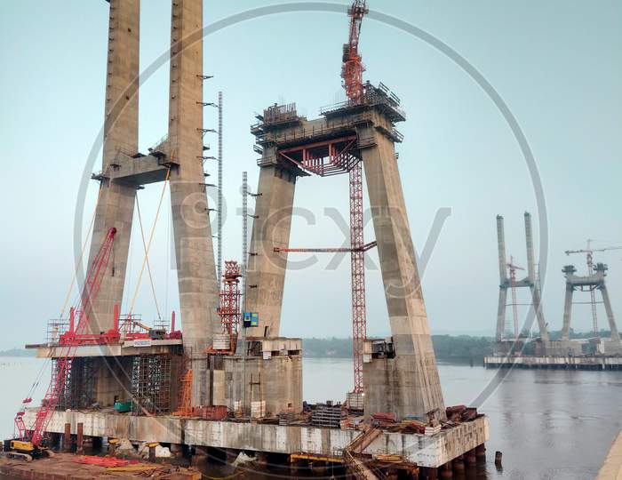 Image of New Zuari Bridge - Manohar Setu construction in Goa-SN834101-Picxy