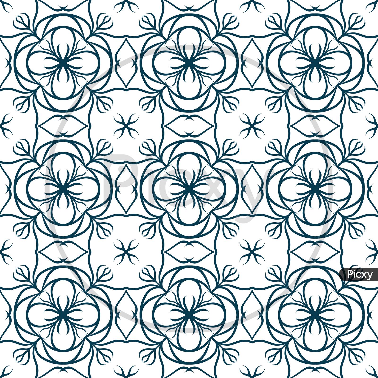 Image of Single Color Hand-Drawn Textile Repeat Pattern, Seamless ...