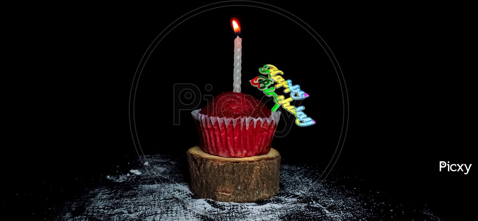 Image of Closeup of Delicious Red Velvet cupcakes or muffins decorated ...