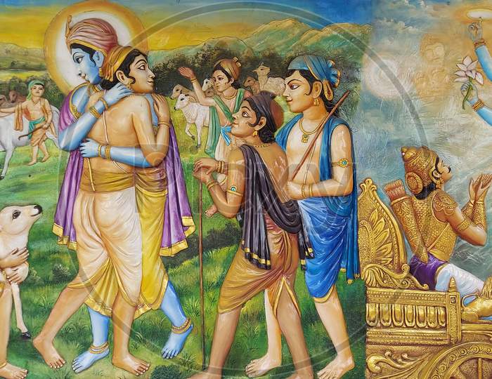 Image of Shri Krishna Or Sudama Wall Painting-WI399790-Picxy