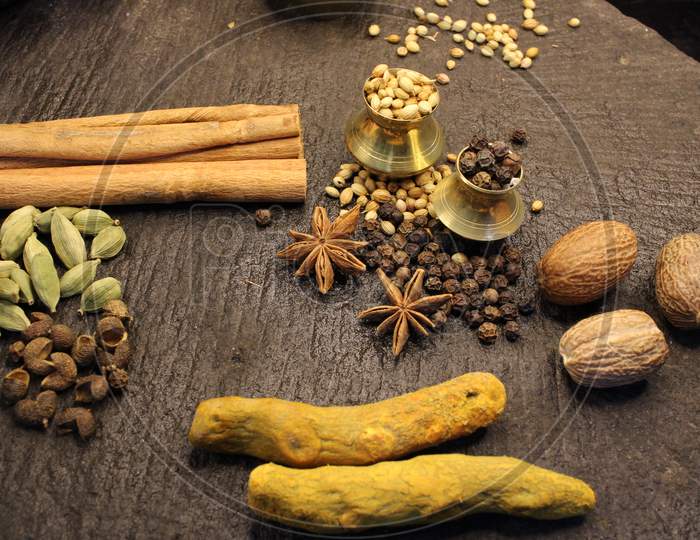 Image of background, brown, food, healthy, ingredient, spices, spices ...