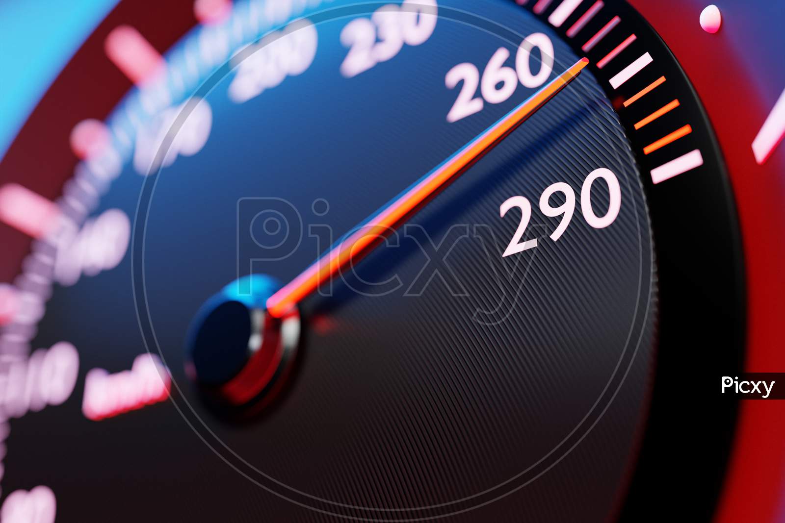 Image of 3D Illustration Of The New Car Interior Details. Black Speedometer Shows A Maximum ...