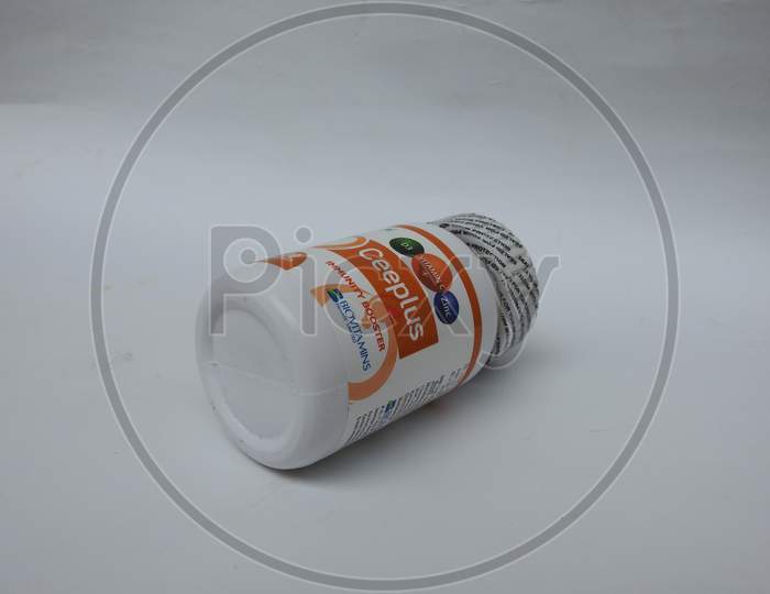 Image of Closeup of Ceeplus Immunity Booster Tablets Plastic Container ...