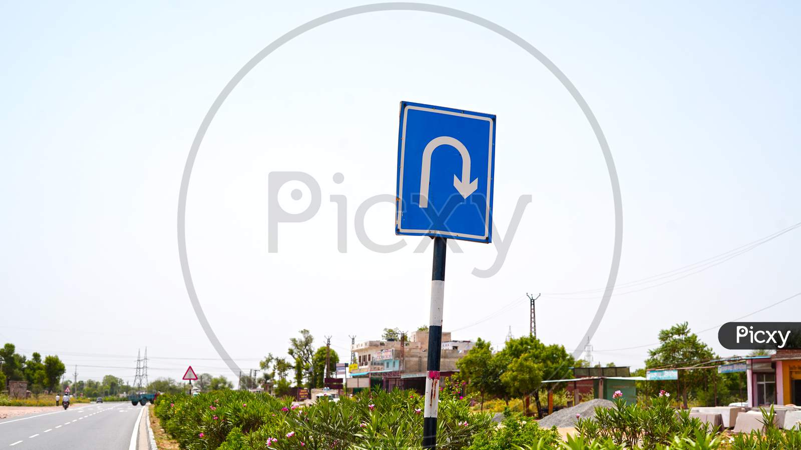 highway code signs blue background