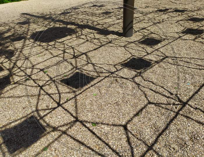 Image of High rope climbing frame on a playground in summer to ...