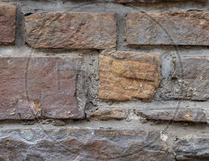 Image of Massive stone wall with rough rocks like a castle wall with ...