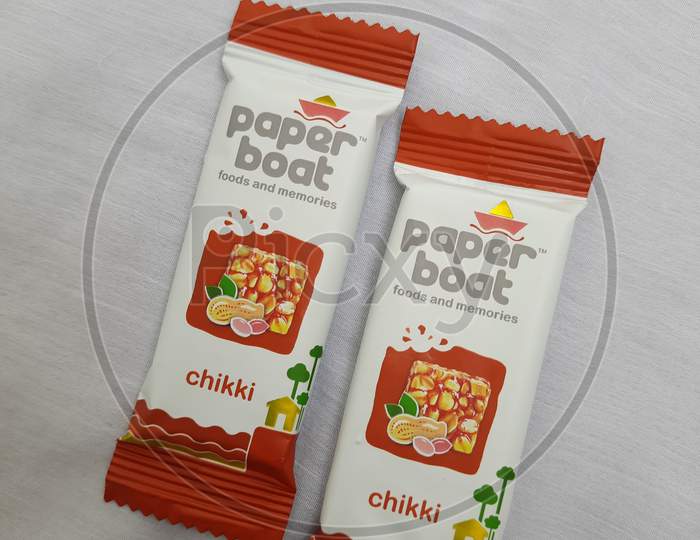 Image of Closeup of Paper Boat Chikki or Peanut Bar pack No Added ...