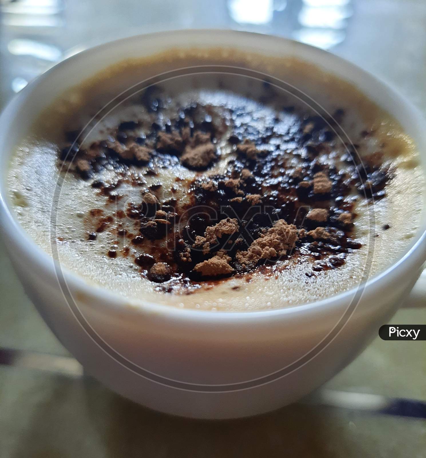 Image of Picture of a close-up of freshly prepared coffee, ready to ...