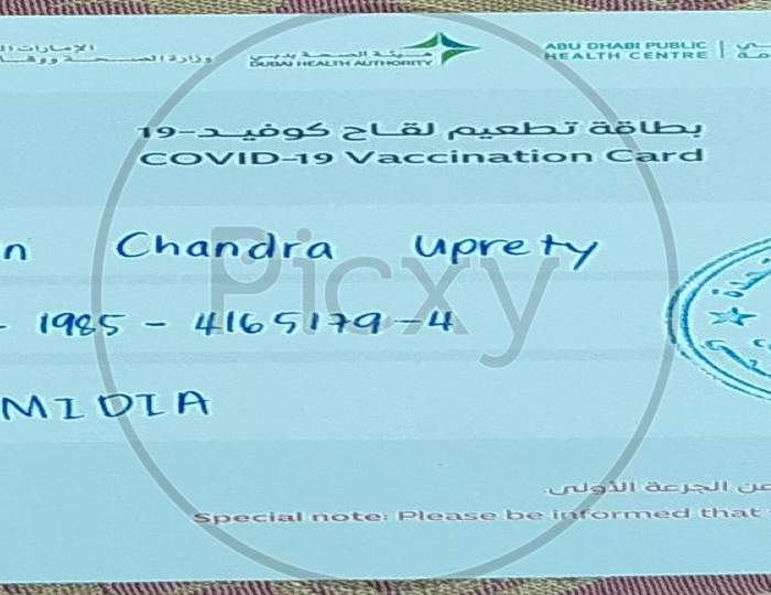 Image of COVID -19 Vaccination card dubai,UAE-VL200818-Picxy