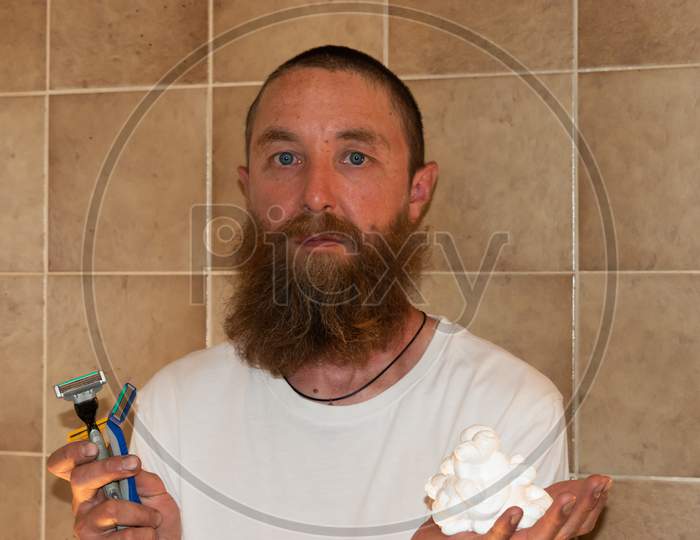 Image of Vaduz, Liechtenstein July 1, 2021 Man With A Beard And A ...