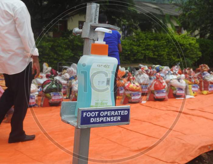 Image of The sanitizer used during the corona period is placed on a ...