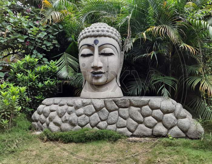 Image of Beautiful big size stone Lord Buddha statue located in the ...