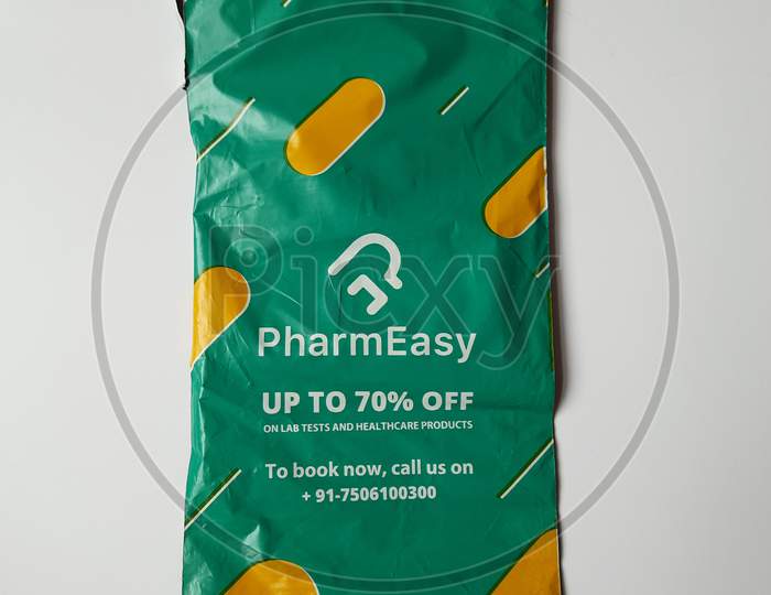 Image of Closeup of PharmEasy medicines packed in a plastic cover to ...
