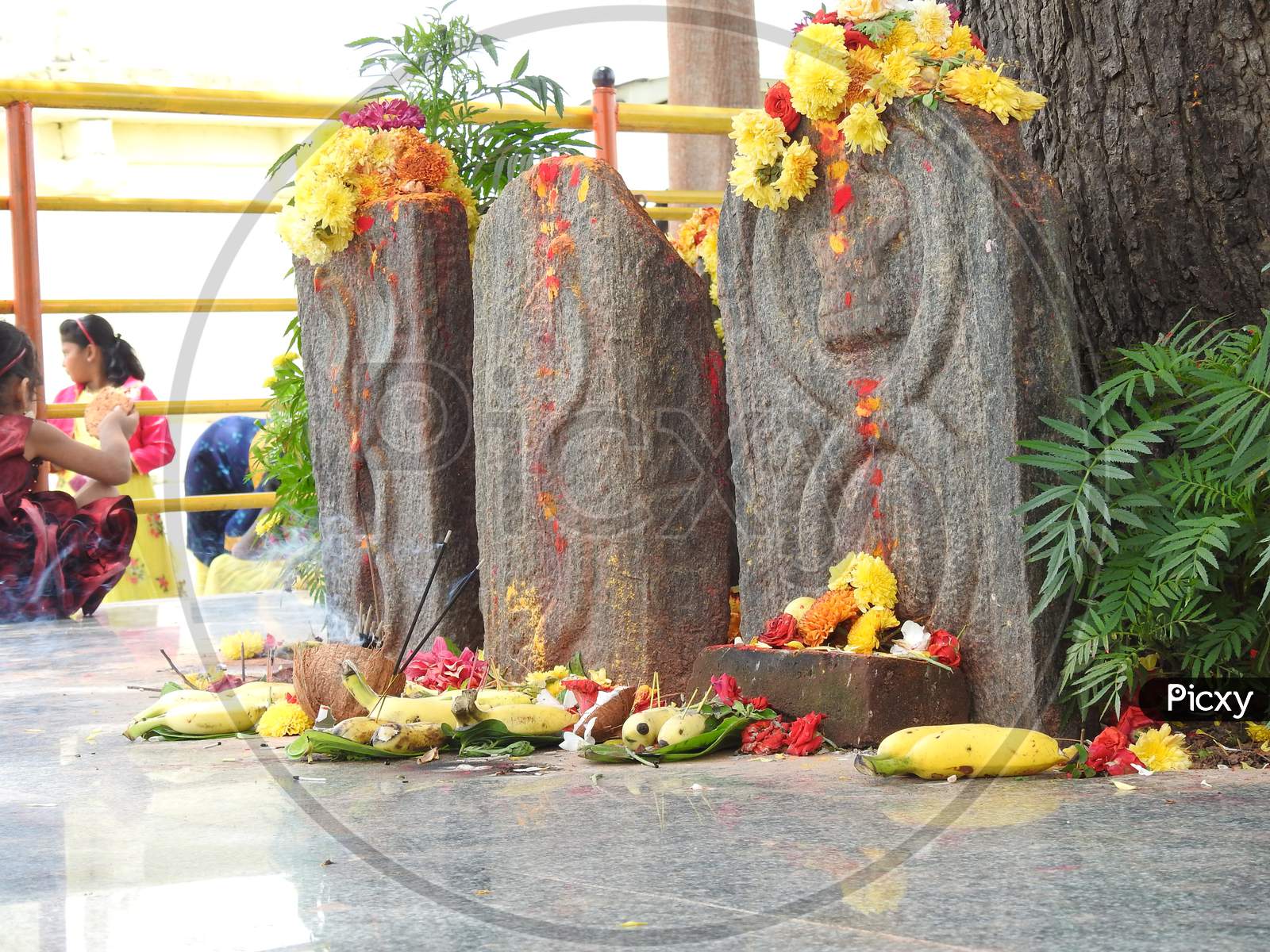Image of Closeup Of Snake Statue In Stone Or Nagara Kallu In A Temple ...