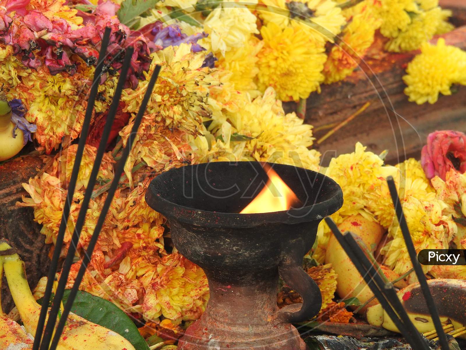 Image of Closeup Of Snake Statue In Stone Or Nagara Kallu In A Temple ...