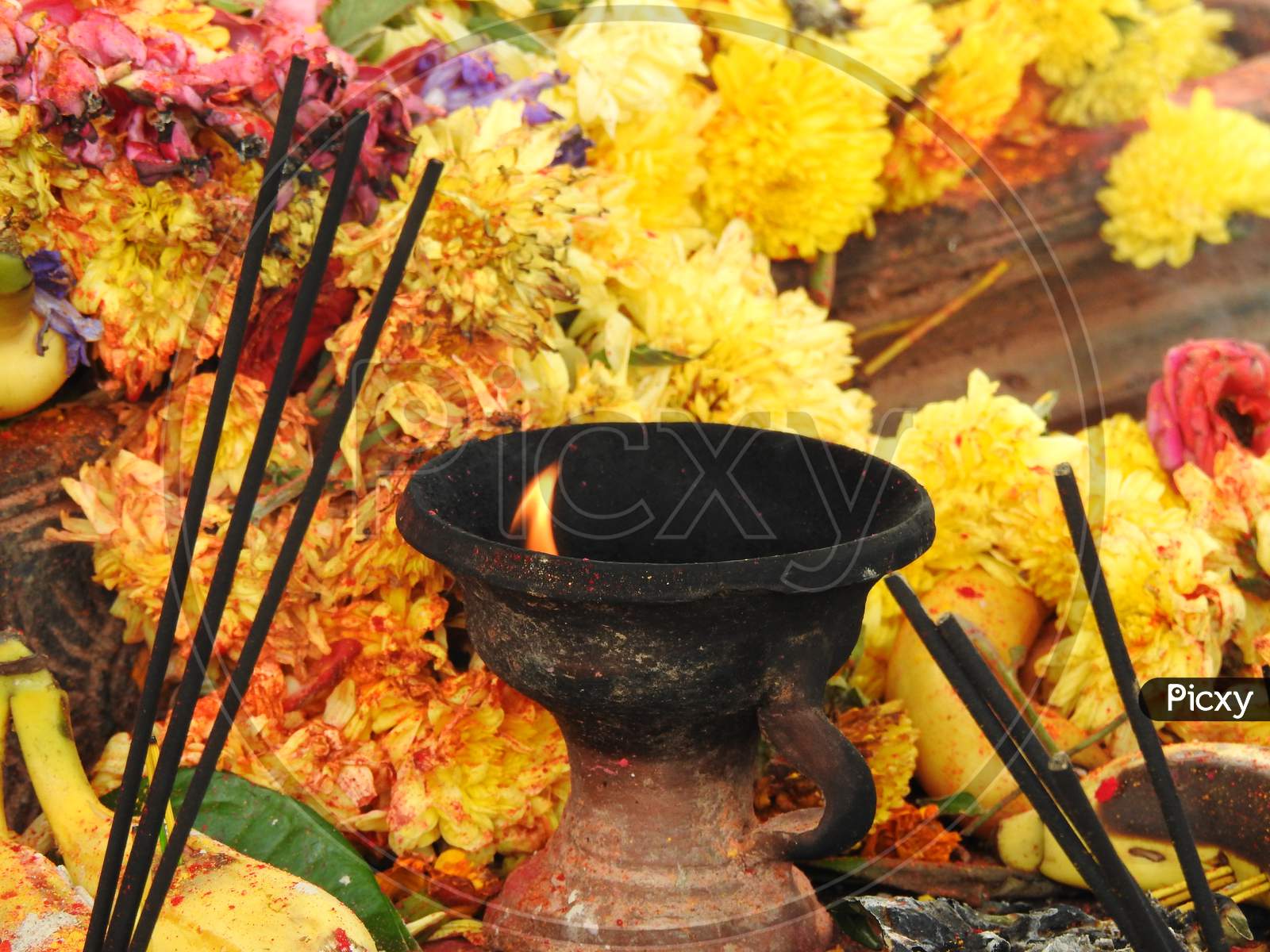 Image of Closeup Of Snake Statue In Stone Or Nagara Kallu In A Temple ...