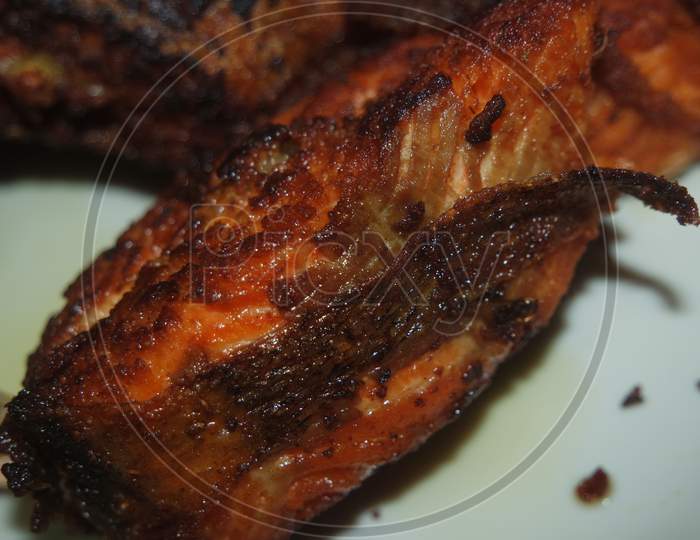 Image of Spicy And Crunchy Barbecue Of Fried Fish Fillet On A White ...