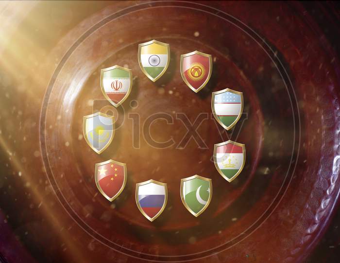 Image of Shanghai Cooperation Organization (Sco) Countries Flags In ...