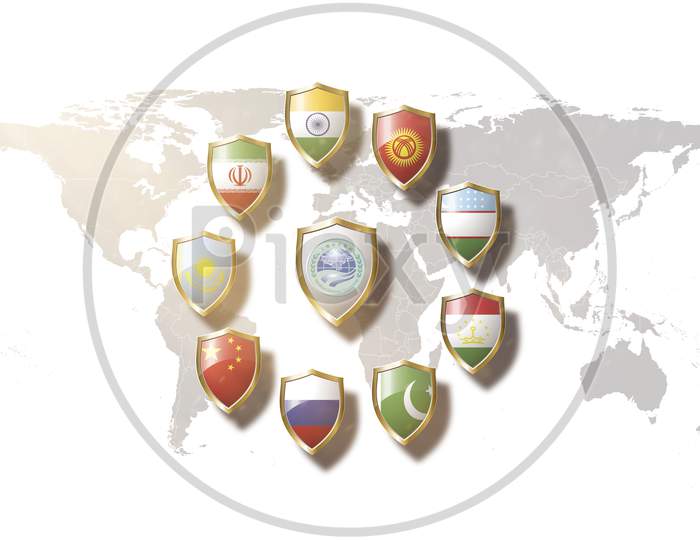 Image of Shanghai Cooperation Organization (Sco) Countries Flags In ...