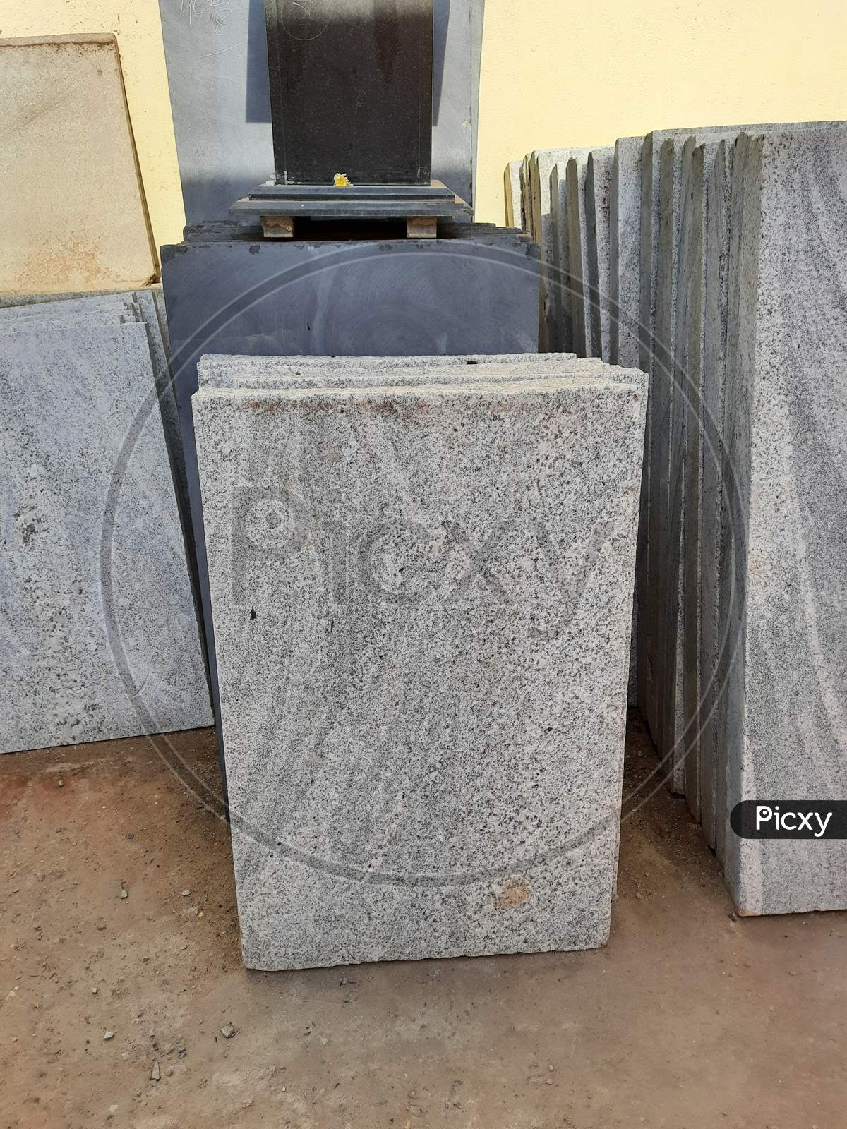 Image of Equal Size Cut Piece Of Stones Slab Used For Building Bathroom ...